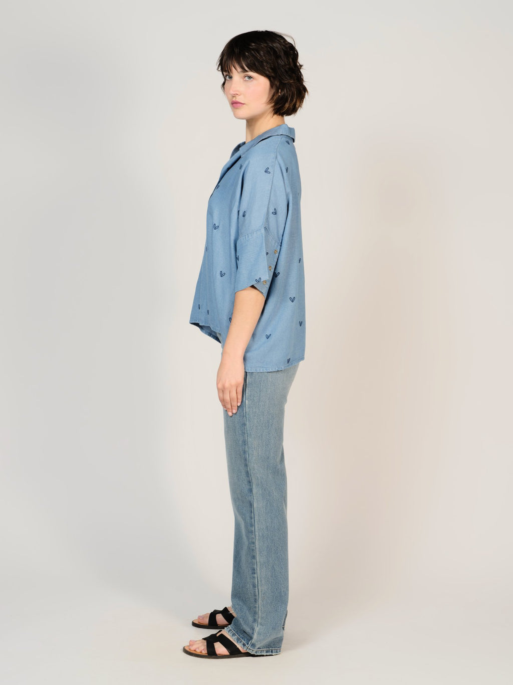 Chemise bleu SALLY EMBRO HEART – F.A.M. JEANS