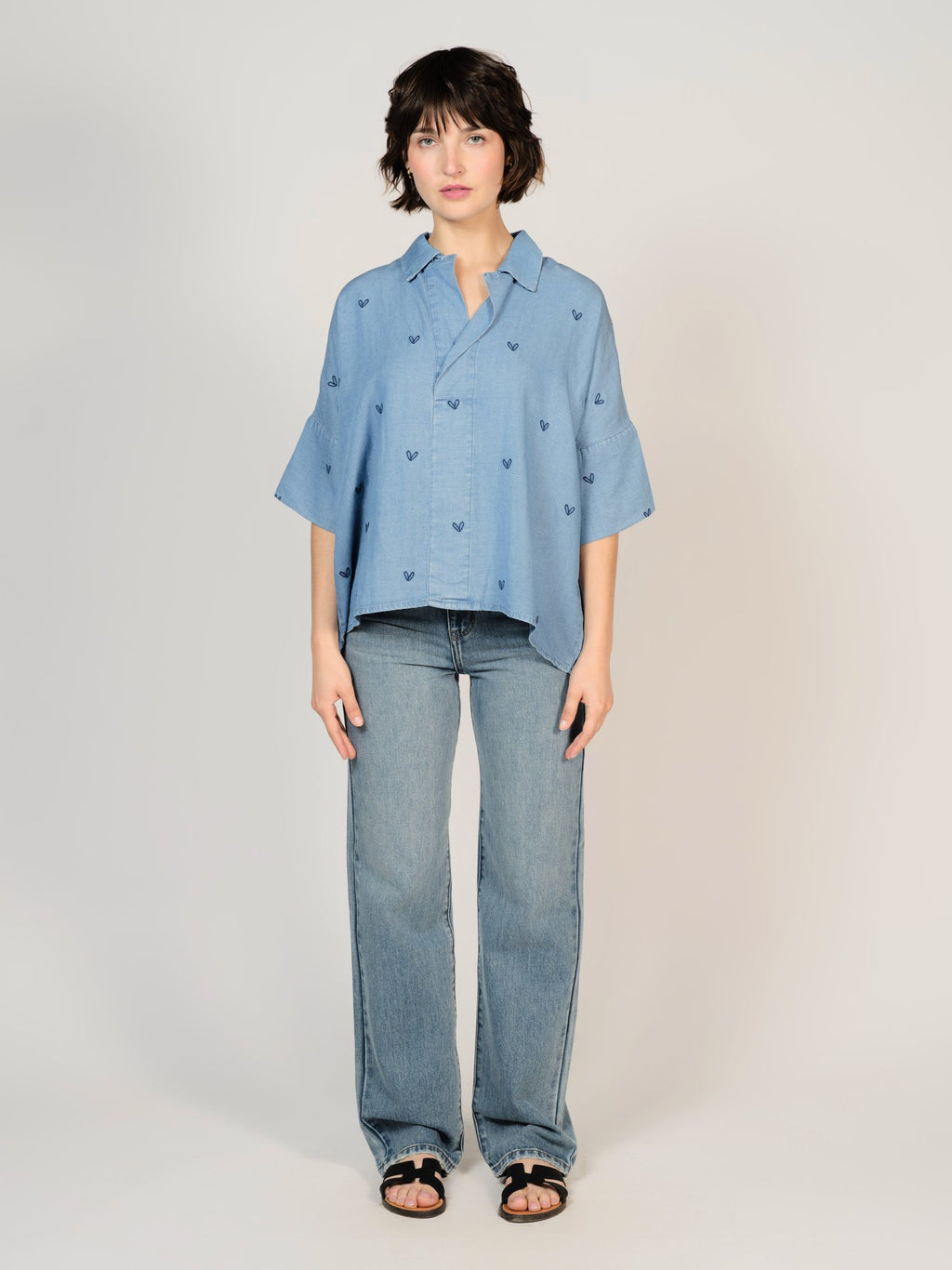 Chemise bleu SALLY EMBRO HEART – F.A.M. JEANS